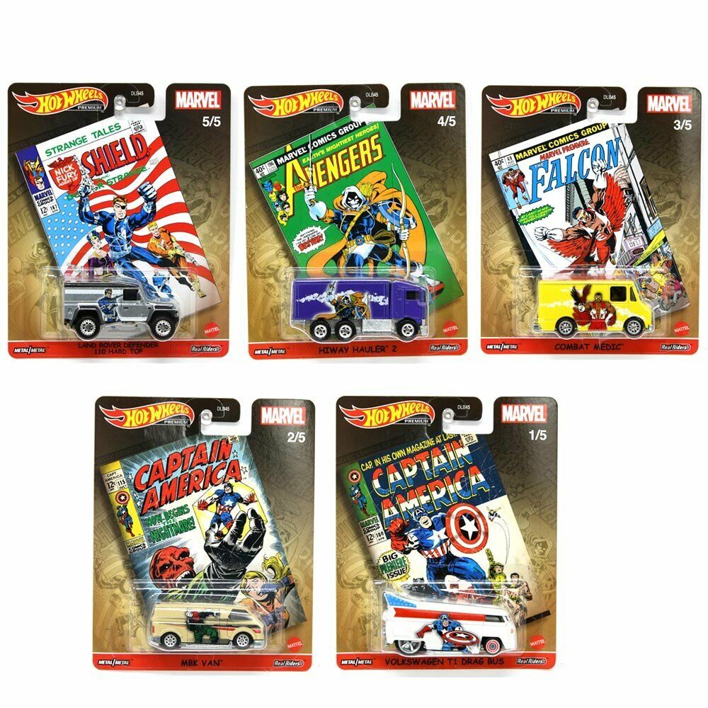 Hot Wheels Premium Pop Culture Marvel Comic Complete Set of 5 | The ...