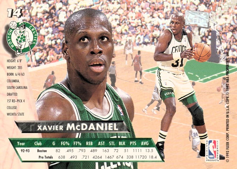 1993-94 Fleer Ultra Xavier McDaniel #14 Boston Celtics | The Northwest ...